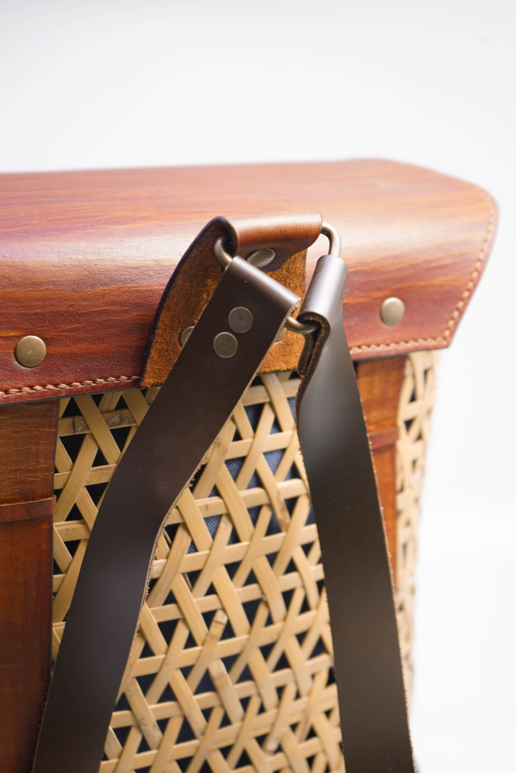 Triangle Weave Backpack with Leather Cover - CRAFTS ON PEEL