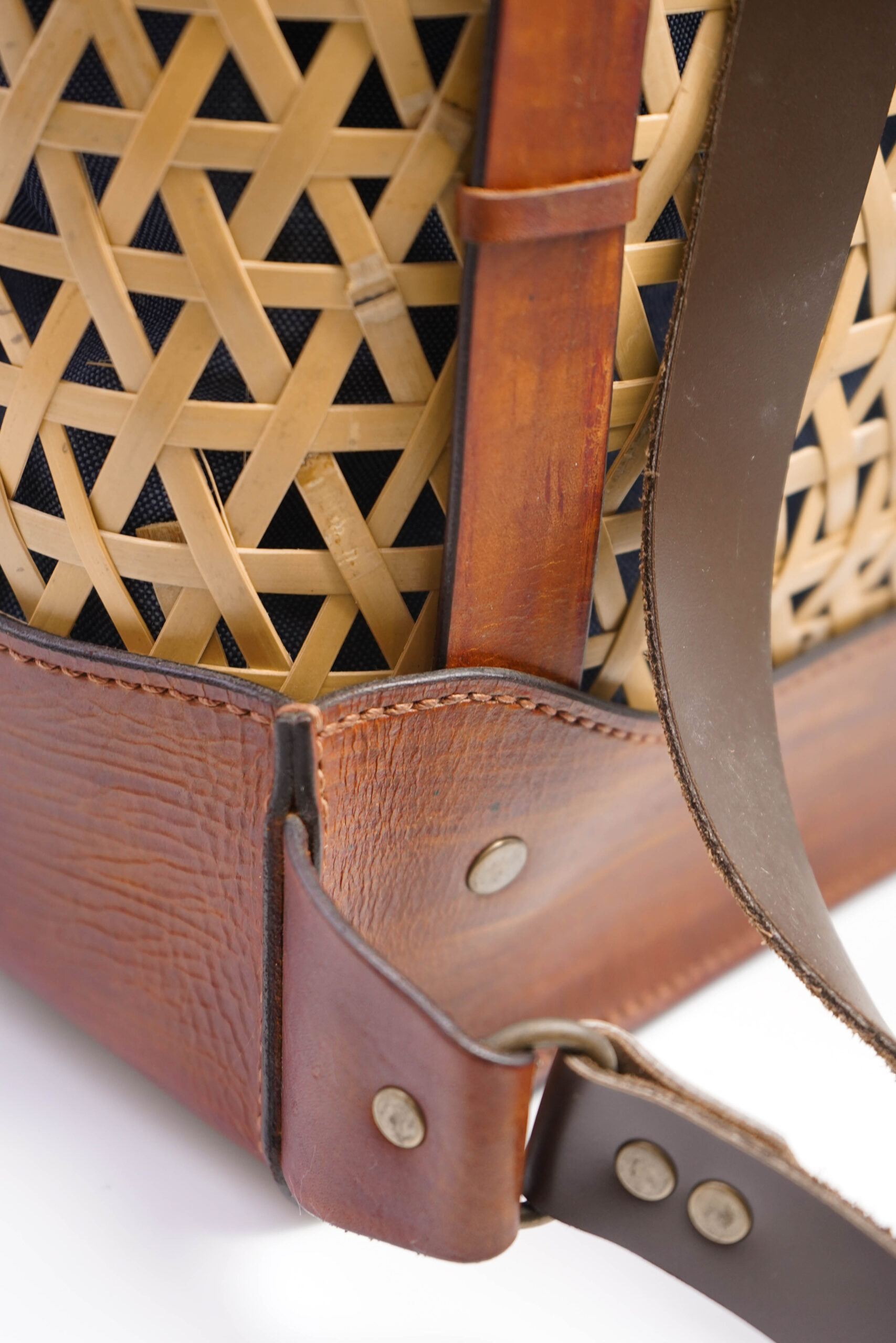 Triangle Weave Backpack with Leather Cover - CRAFTS ON PEEL